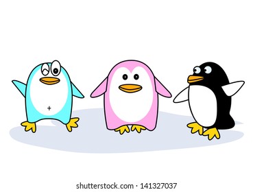 Vector Illustration Cute Cartoon Penguin Characters Stock Vector ...