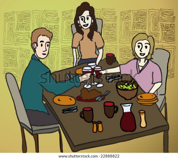 Three People Dinner Making Toast Stock Vector (Royalty Free) 22888822 ...