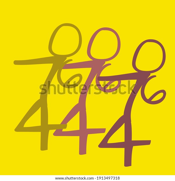 Three People Illustration Running Numbers Stock Vector (Royalty Free ...