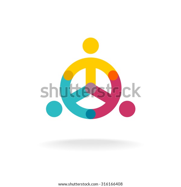 Three People Round Team Color Logo Stock Vector (Royalty Free ...