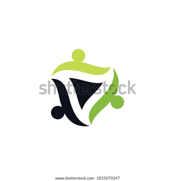 Three People Teamwork Logo Icon Vector Stock Vector (Royalty Free ...