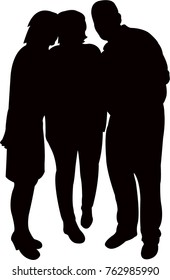 Three People Together Silhouette Vector Stock Vector (Royalty Free ...