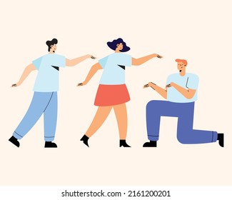 Three Persons Group Avatars Characters Stock Vector (Royalty Free ...