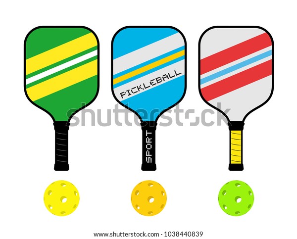 Three Pickleball Rackets Balls Stock Vector (Royalty Free) 1038440839