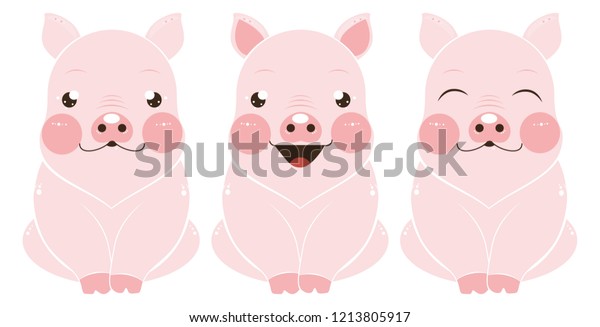 Three Pigs Different Emotions Stock Vector (Royalty Free) 1213805917 ...