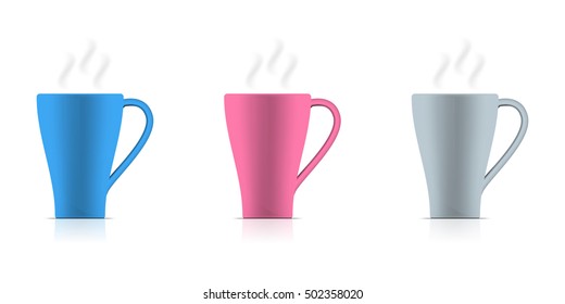 Three Realistic Cups Coffee Stock Vector (Royalty Free) 502358020 ...