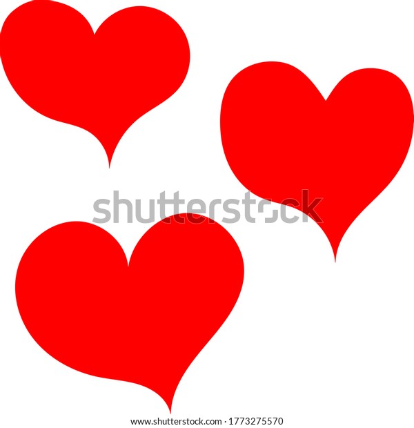 Three Red Hearts Contour Drawing Emblem Stock Vector (Royalty Free ...