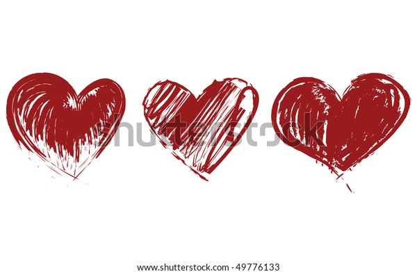 Three Red Hearts Vector Valentine Day Stock Vector (Royalty Free) 49776133