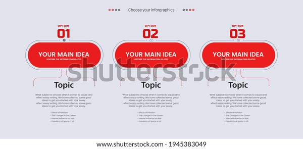Three Red Options Infographic Templates Design Stock Vector (Royalty ...