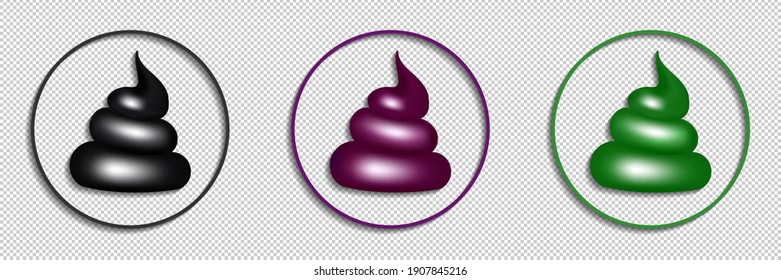Three Round Cartoon Colored Poop Icons Stock Vector (Royalty Free ...