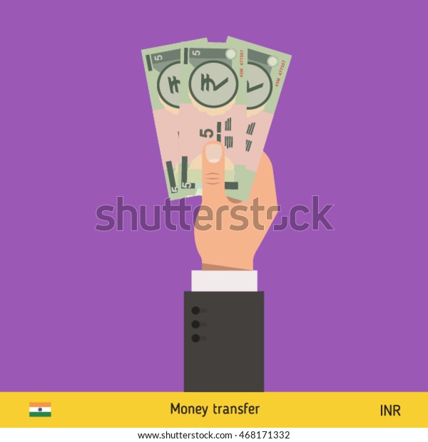 Three Rupee Hand Indian Rupee Banknote Stock Vector (Royalty Free ...