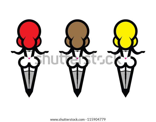 Three Sexy Women Figure Pointers Red Stock Vector (Royalty Free ...