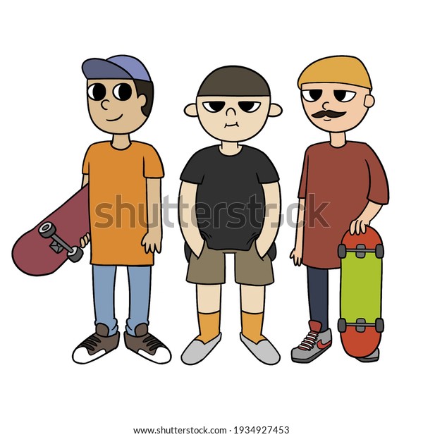 Three Skater Man Cool Style Stock Vector (Royalty Free) 1934927453 ...
