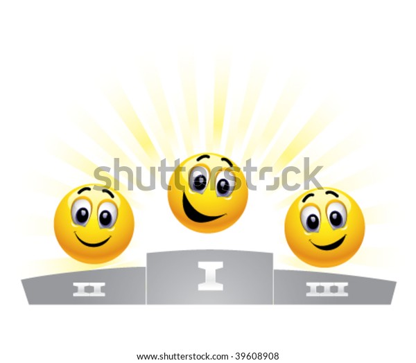 Three Smiley Balls Winners Podium Stock Vector (Royalty Free) 39608908