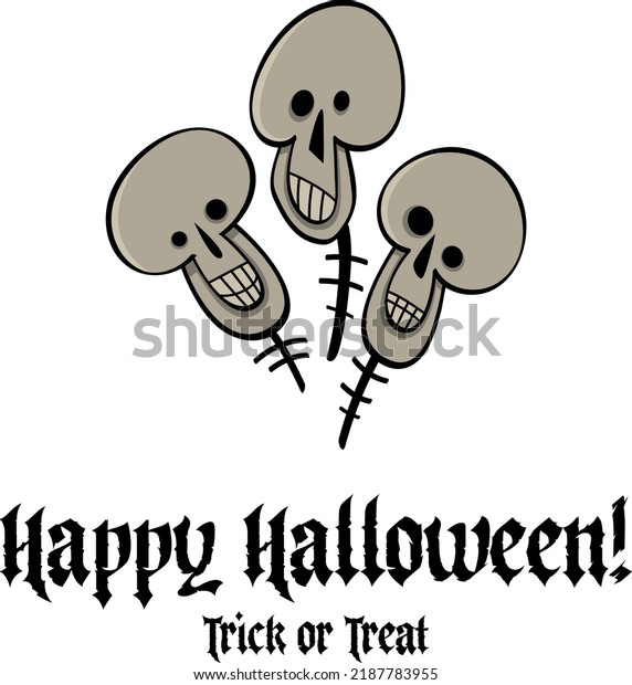 Three Smiling Human Skulls Happy Halloween Stock Vector (Royalty Free ...