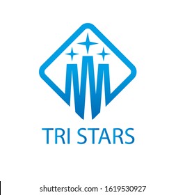 Three Star Logo Light Blue Illustration Stock Vector (Royalty Free ...