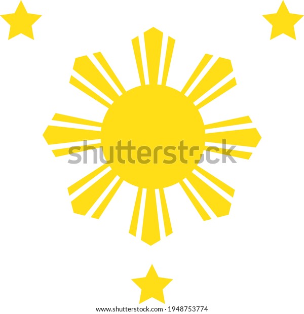 Three stars and a sun vector illustration.