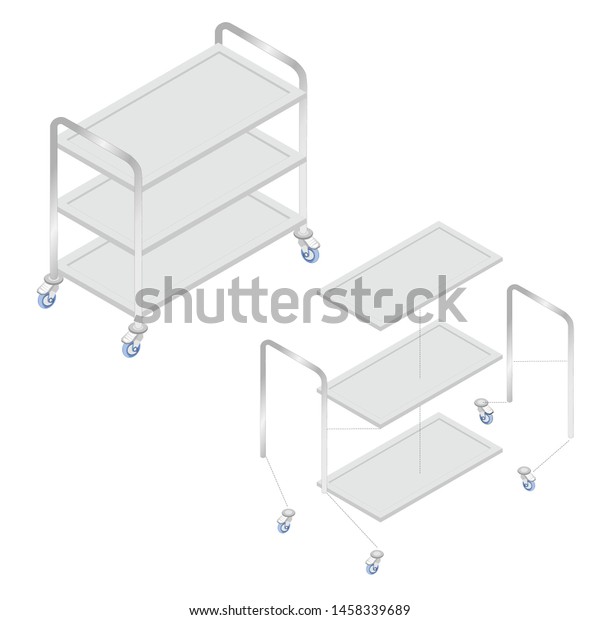 Three Step Trolley Stainless Steel Stock Vector (Royalty Free ...