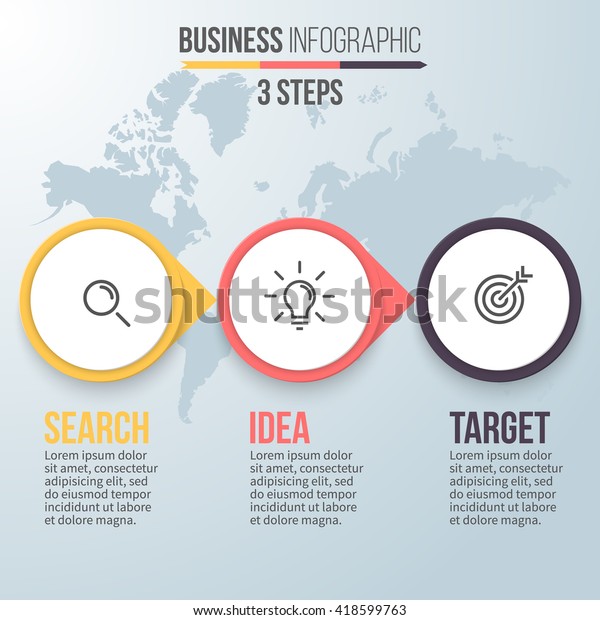 Three Steps Infographics Business Strategy Search Stock Vector (Royalty ...