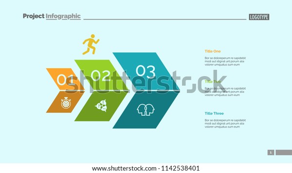 Three Steps Process Chart Slide Template Stock Vector (Royalty Free ...