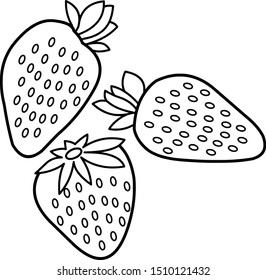 Three Strawberries Vector Graphics Black Outline: เวกเตอร์สต็อก (ปลอด ...