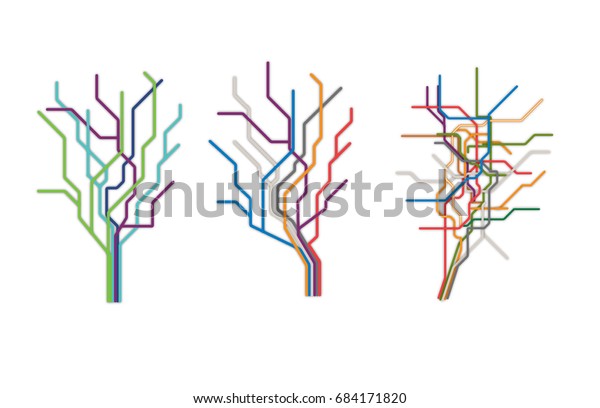 Three Street Maps Colorful Pipe Lines Stock Vector (Royalty Free ...