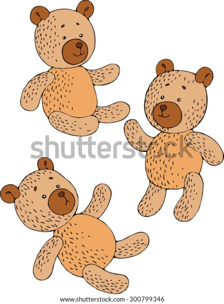 Three Teddy Bear On White Background Stock Vector (Royalty Free ...