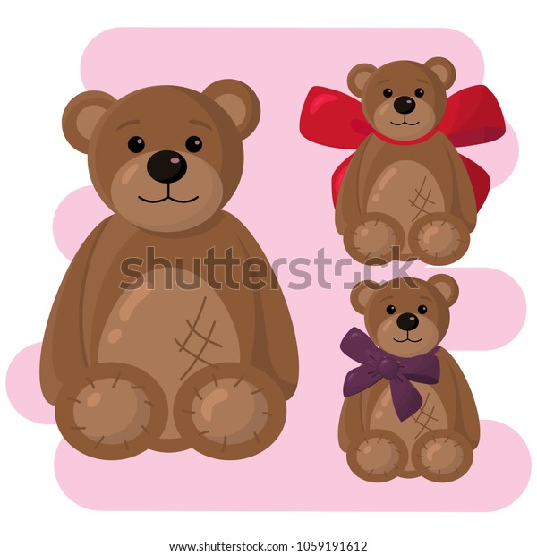 Three Teddy Bear Plush Toys On Stock Vector (Royalty Free) 1059191612 ...