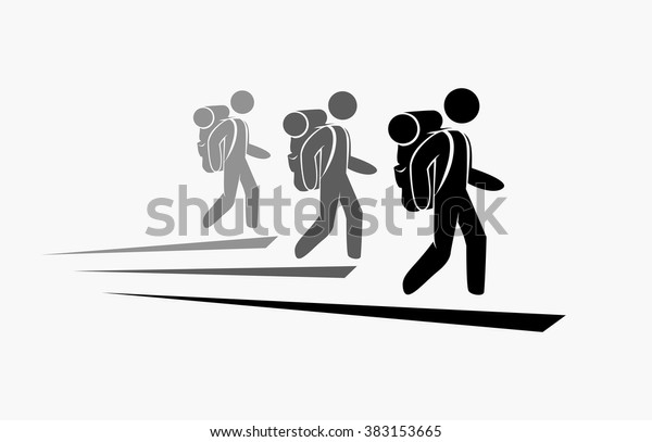 Three Tourists Stock Vector (Royalty Free) 383153665 | Shutterstock
