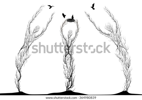 Three Tree Silhouettes Look Like Man Stock Vector (Royalty Free ...