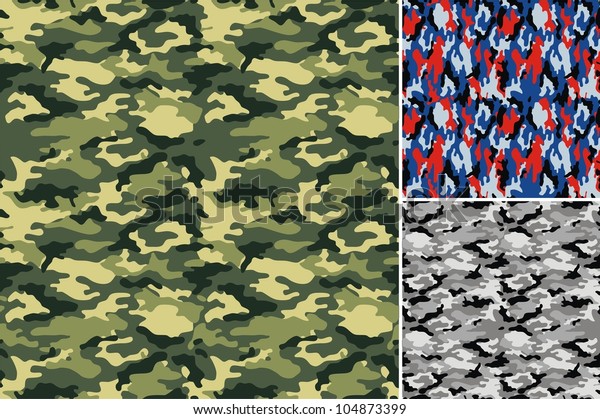 Three Types Drawing Fabric Camouflage Stock Vector (Royalty Free) 104873399
