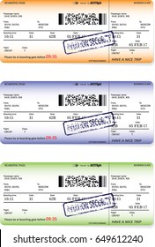 Three Variants Boarding Pass Ticket Patterns Stock Vector (Royalty Free ...