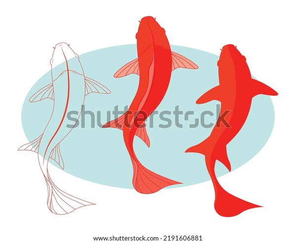 Three Vector Illustrations Koi Fish Stock Vector (Royalty Free ...