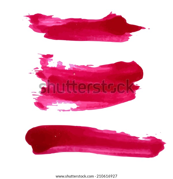 Three vector red paint stains. Collection of lipstick and nail polish ...