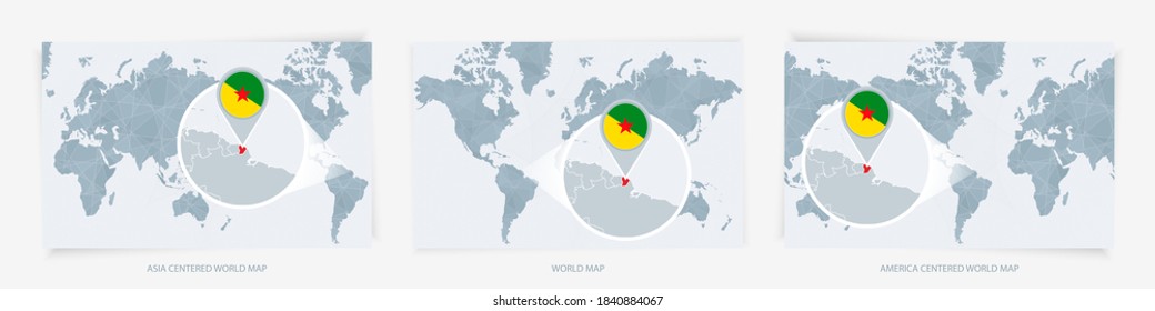 Three Versions World Map Enlarged Map: vetor stock (livre de direitos ...