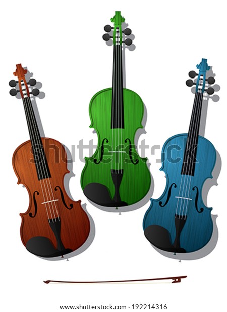 Three Violins Colors Against White Background Stock Vector (Royalty ...