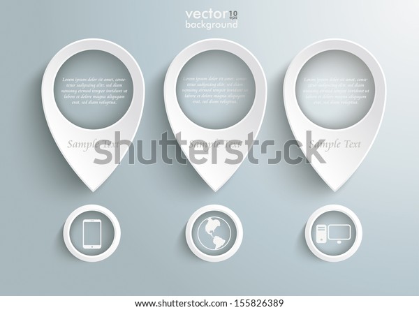 Three White Location Markers On Grey Stock Vector (Royalty Free) 155826389