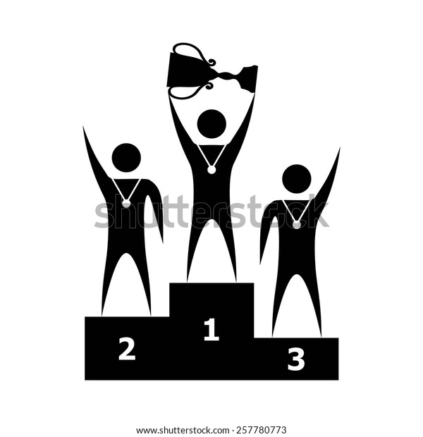 Three Winners On Podium Trophy Isolated Stock Vector (Royalty Free ...