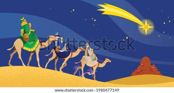 The three wise men, Magi, three Kings, Melchior, Caspar and Balthasar ...