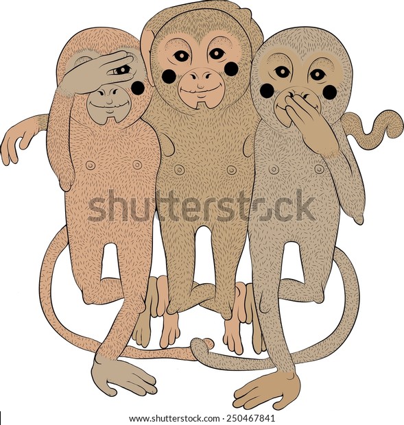 Three Wise Monkeys Stock Vector (Royalty Free) 250467841 | Shutterstock