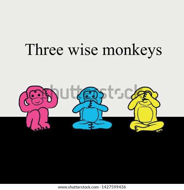 Three Wise Monkeys Japanese Proverb 스톡 벡터(로열티 프리) 1427599436 | Shutterstock