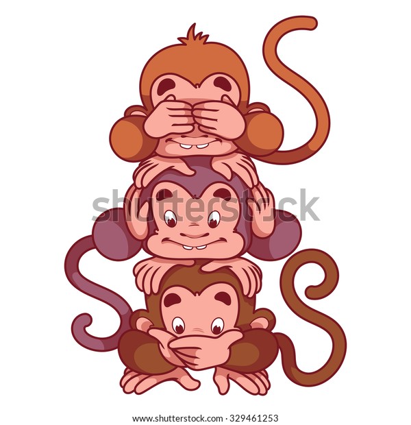 Three Wise Monkeys Symbol 2016 Monkey Stock Vector (Royalty Free) 329461253