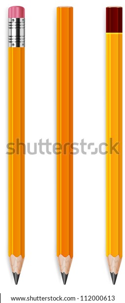 Three Wooden Sharp Pencils Isolated On Stock Vector (Royalty Free ...