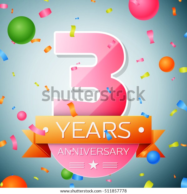 Three Years Anniversary Celebration Background Anniversary Stock Vector ...