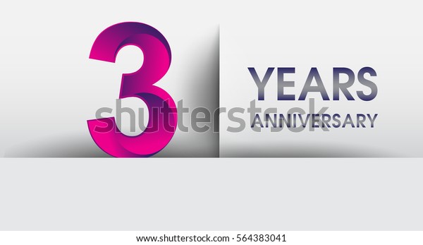 Three Years Anniversary Celebration Logo Flat Stock Vector (Royalty ...