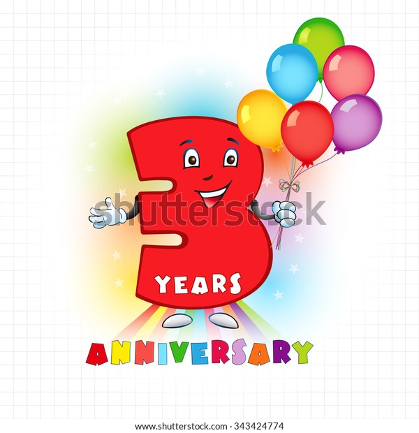 Three Years Old Animated Logotype 3 Stock Vector (Royalty Free) 343424774
