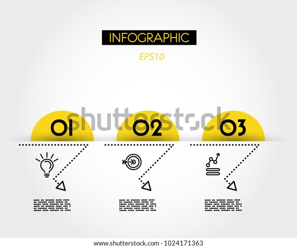 Three Yellow Infographic Arcs Dotted Arrow Stock Vector (Royalty Free ...