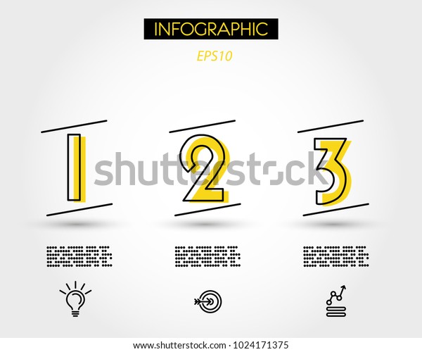 Three Yellow Infographic Steps Outline Numbers Stock Vector (Royalty ...