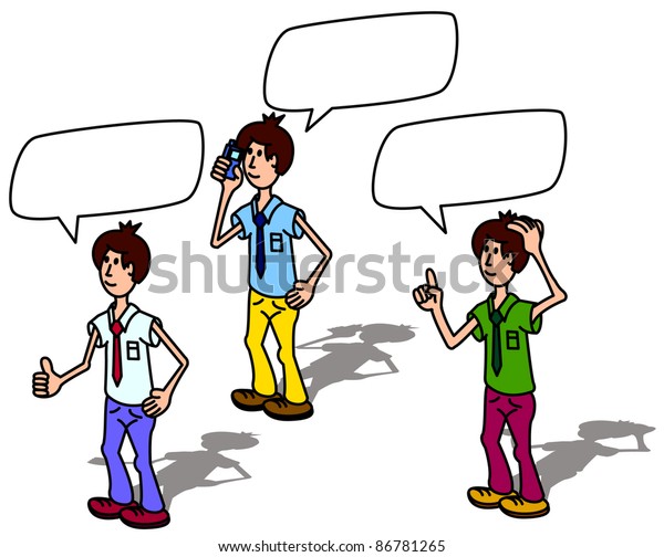 Three Young Men Talking Word Bubble Stock Vector (Royalty Free ...