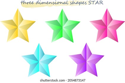 Threedimensional Shaded Star Objects Color Variation Stock Vector ...